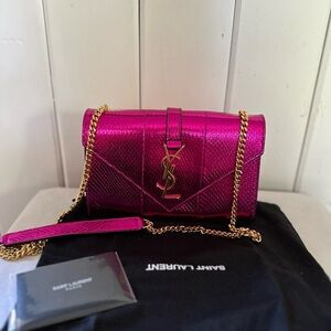 Yves Saint Laurent | Bags | Ysl Saint Laurent Kate Metallic Snakeskin ...